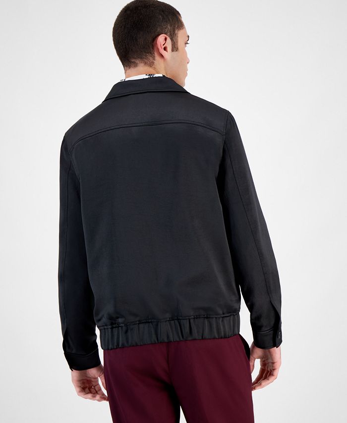 I N C International Concepts Mens Sam Regular Fit Satin Shirt Jacket