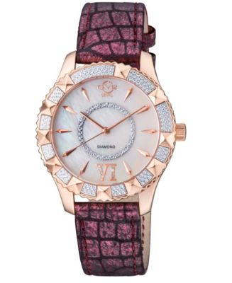 GV2 by Gevril Women's Venice Swiss Quartz Red Leather Watch 38mm - Macy's