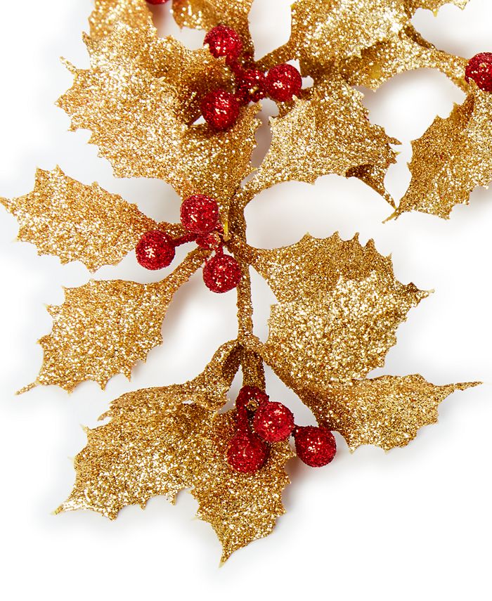 Holiday Lane Santa's Favorites Floral Glitter Pick Ornament Created for ...