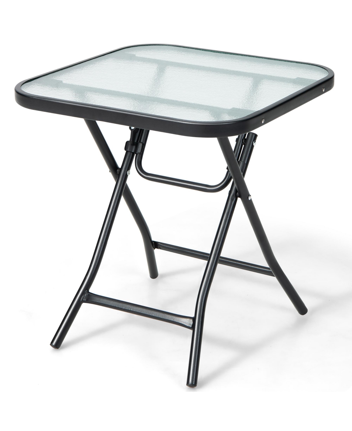Click here for Costway Patio Folding Square Glass Side Table Bist... prices