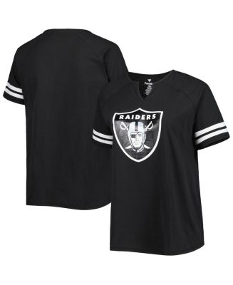 Women's Fanatics Black Las Vegas Raiders Plus Size Logo Striped Raglan ...