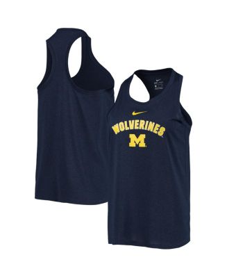 Nike Women's Navy Michigan Wolverines Arch & Logo Classic Performance Tank Top - Macy's