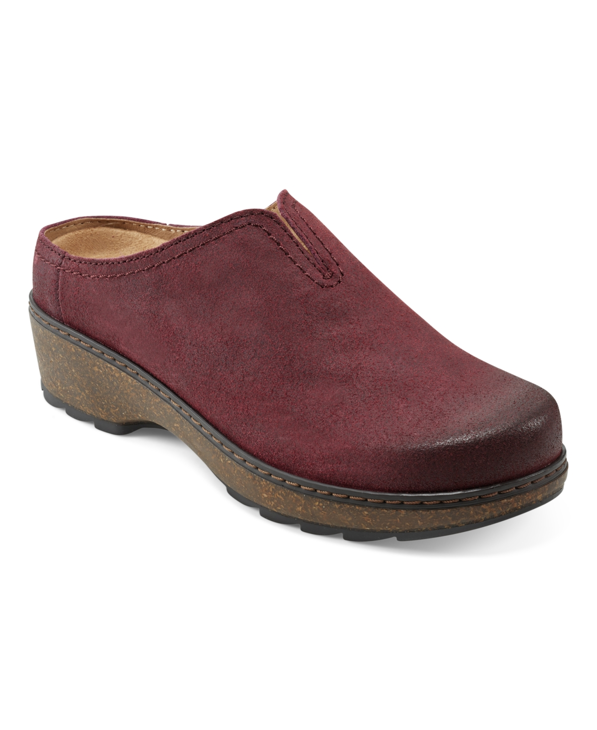 Earth Womens Kolia Slip-On Heeled Clogs - Dark Red Suede