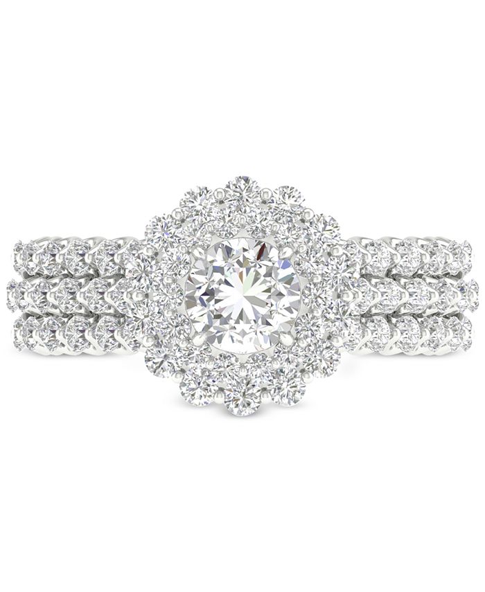 Macy's Diamond Double Halo Multi-Row Engagement Ring (1-1/2 ct. t.w ...