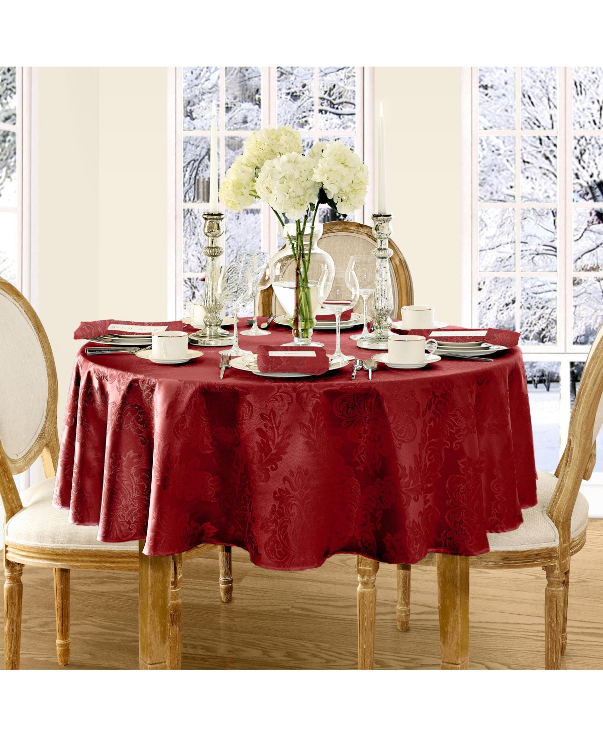 Click here for Elrene Barcelona Damask Oval Tablecloth  60 x 84 -... prices