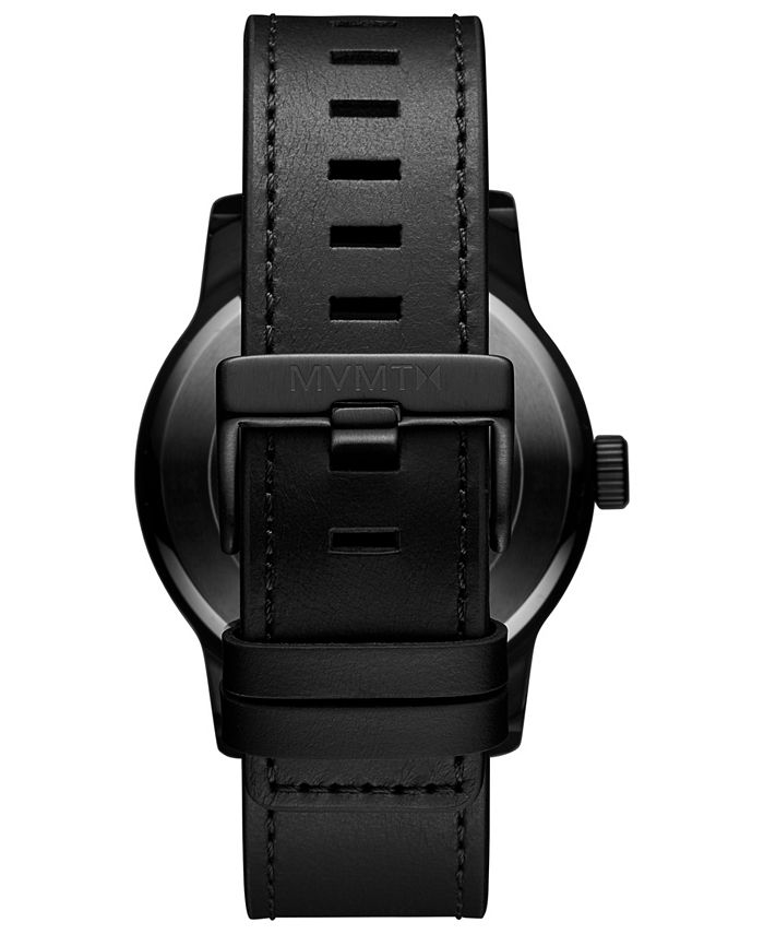 MVMT Men's Classic II Black Leather Strap Watch 44mm - Macy's