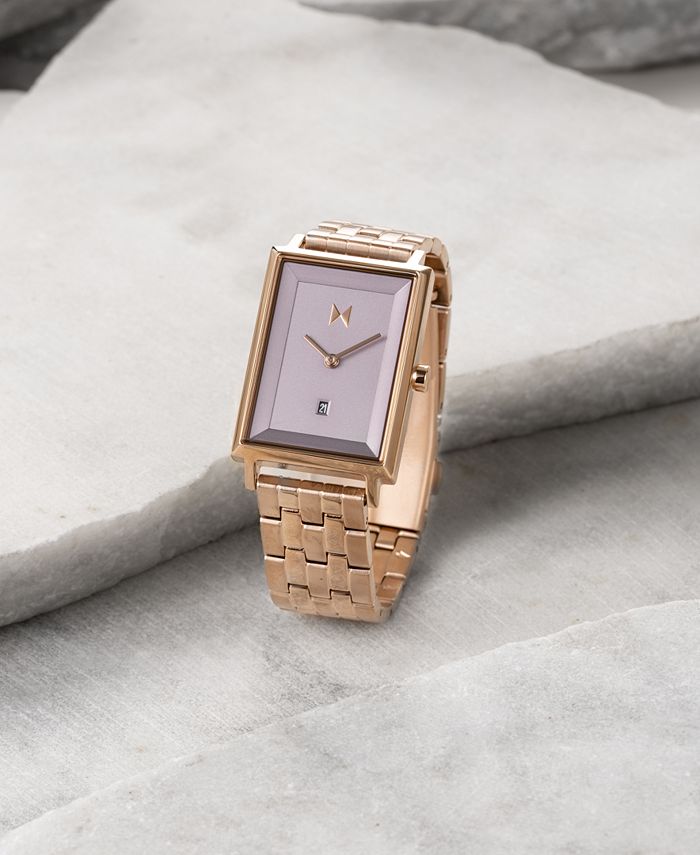 MVMT Women's Signature Square Carnation Gold-tone Stainless Steel ...