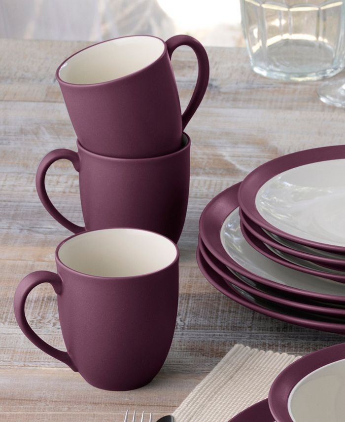 Noritake Colorwave Curve Burgundy 16-Pc. Dinnerware Set, Service for 4 ...
