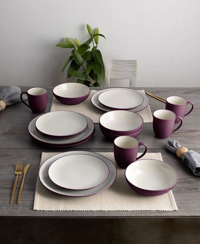 Noritake Colorwave Burgundy Coupe 16-Pc. Dinnerware Set, Service for 4 ...