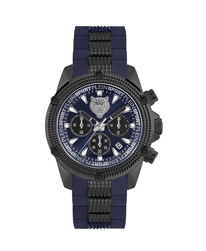 Plein Sport Men's Hurricane Blue Silicone Strap Watch 44mm - Macy's