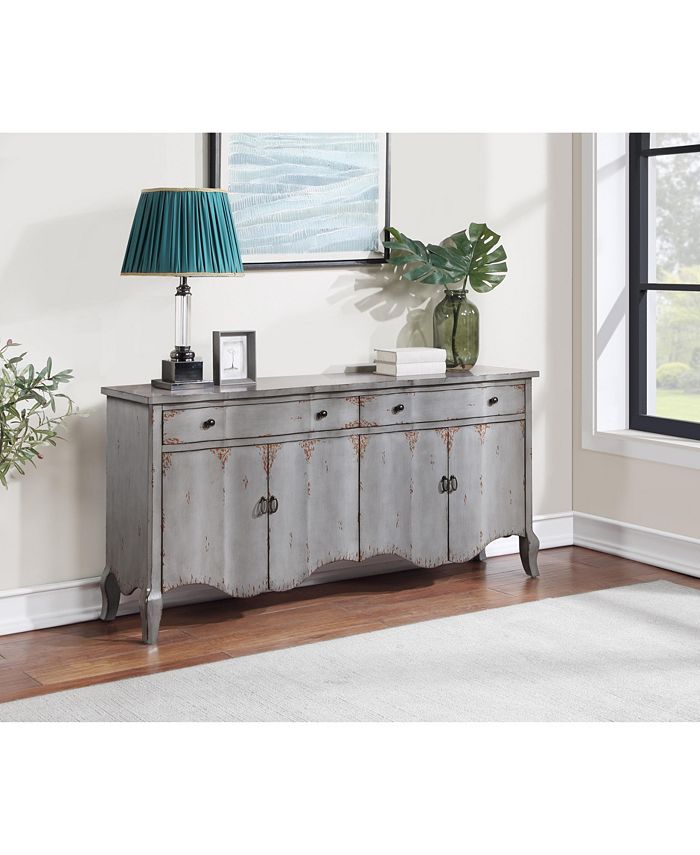 Coast to Coast Heidi Rustic Farmhouse 4 Door 2 Drawer Storage Credenza ...