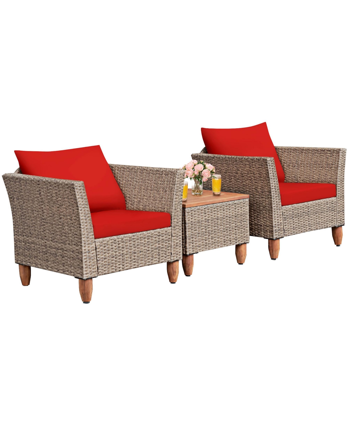Click here for Costway 3PCS Patio Rattan Bistro Furniture Set Woo... prices