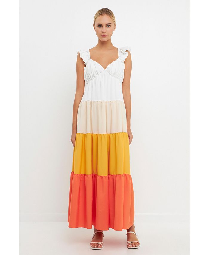 English Factory Women's Sunset Colorblock Maxi Dress - Macy's