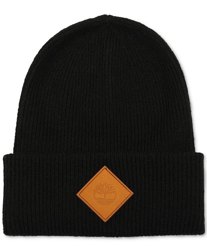 Timberland Men's Oversized Cuffed Logo Patch Beanie - Macy's