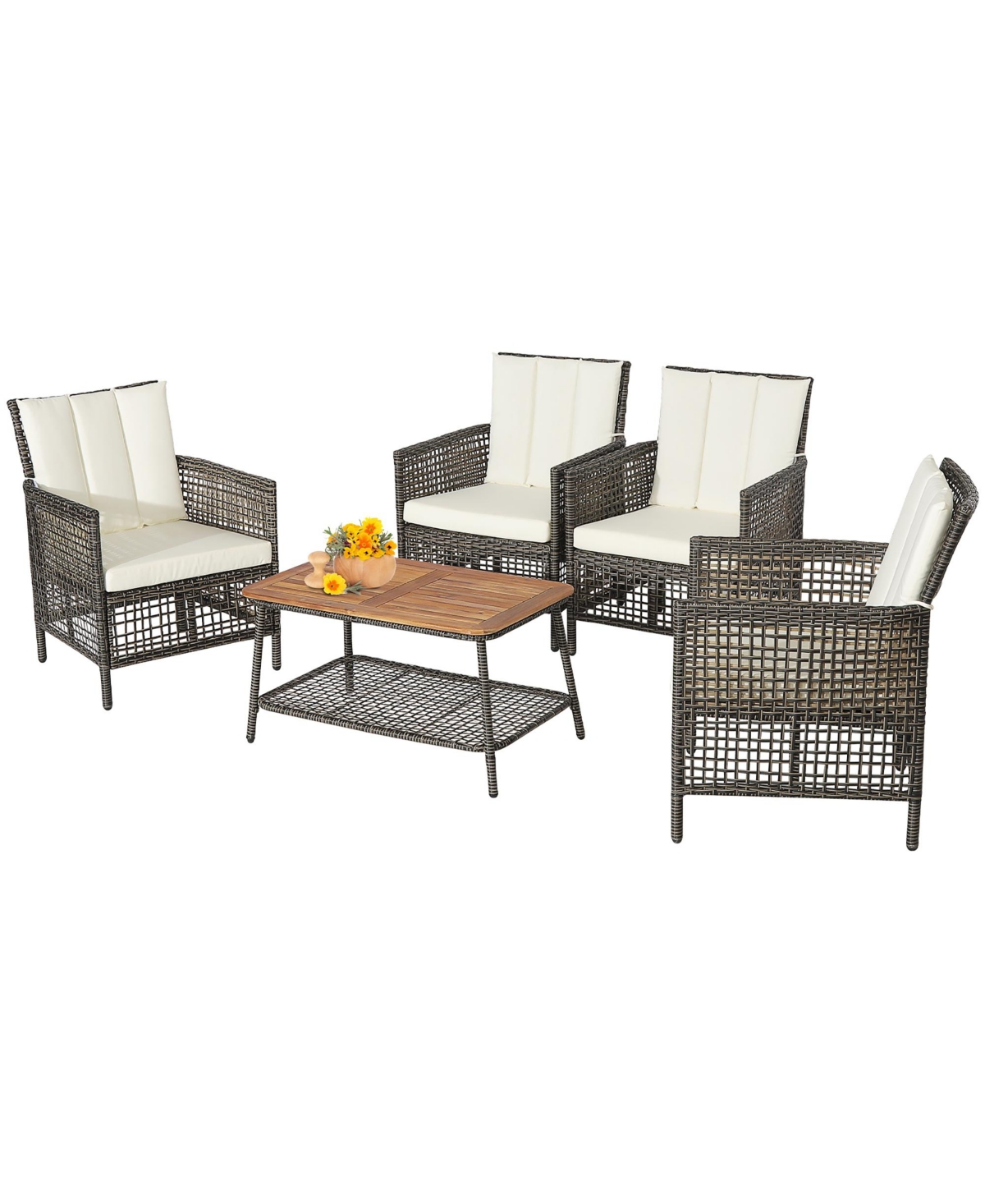 Click here for Costway 5PCS Patio Rattan Furniture Set Cushioned... prices