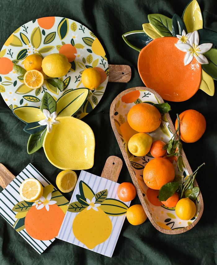 Coton Colors Lemon Wood Small Rectangle Board 10'' - Macy's