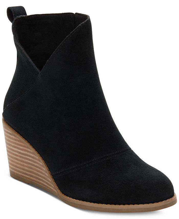 TOMS Women's Sutton Asymmetrical Cutout Wedge Booties - Macy's