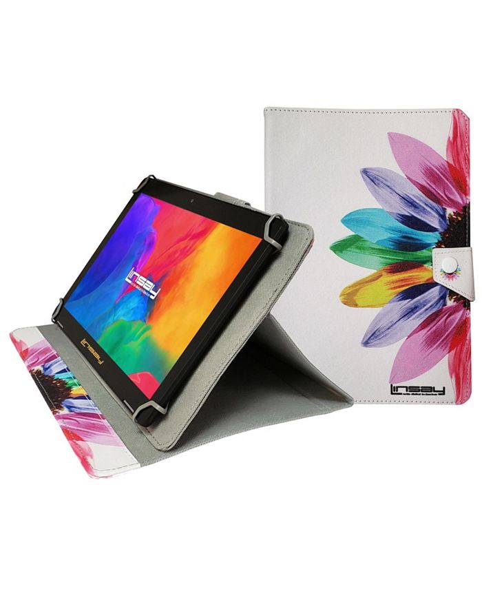 LINSAY New 10.1" Tablet 64GB with Flower Case with Super Screen IPS ...