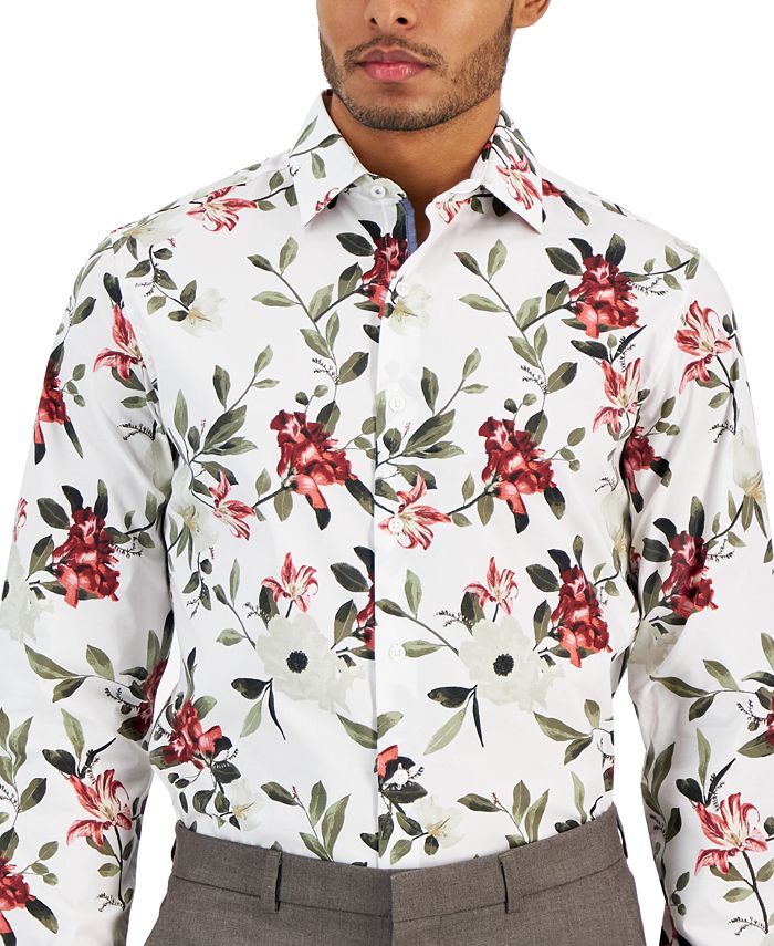 Bar III Men's Slim-Fit Floral Dress Shirt, Created for Macy's - Macy's