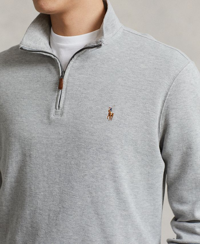 Polo Ralph Lauren Men's Cotton Estate-Rib Quarter-Zip Pullover - Macy's