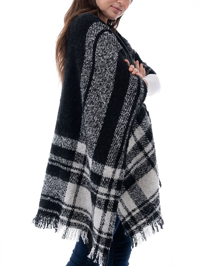 Style & Co Women's Plaid Fringe-Trim Topper, Created for Macy's - Macy's