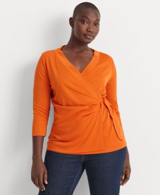 Lauren Ralph Lauren Plus Size Faux-Wrap Top - Macy's