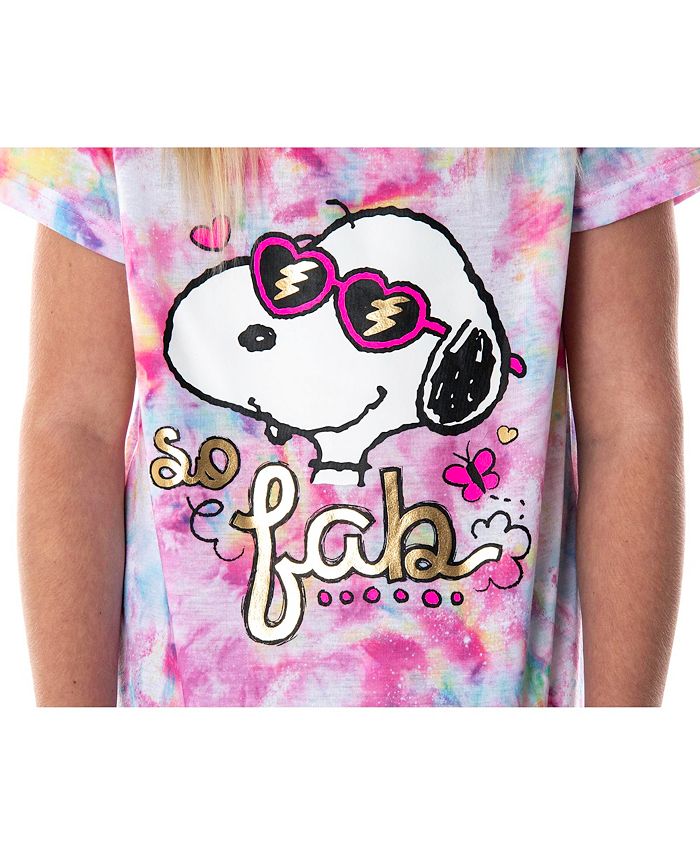 Peanuts Girls Snoopy So Fab Tie Dye Pajamas T-Shirt And Shorts Pajama Set - Macy's