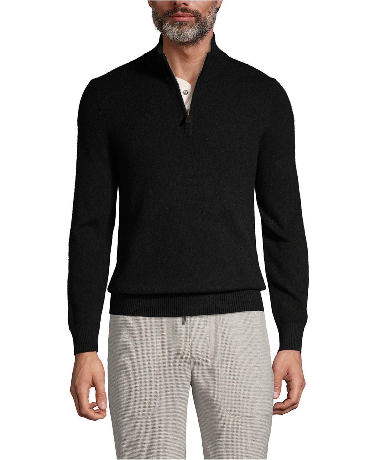 Click here for Lands End Mens Fine Gauge Cashmere Quarter Zip - B... prices