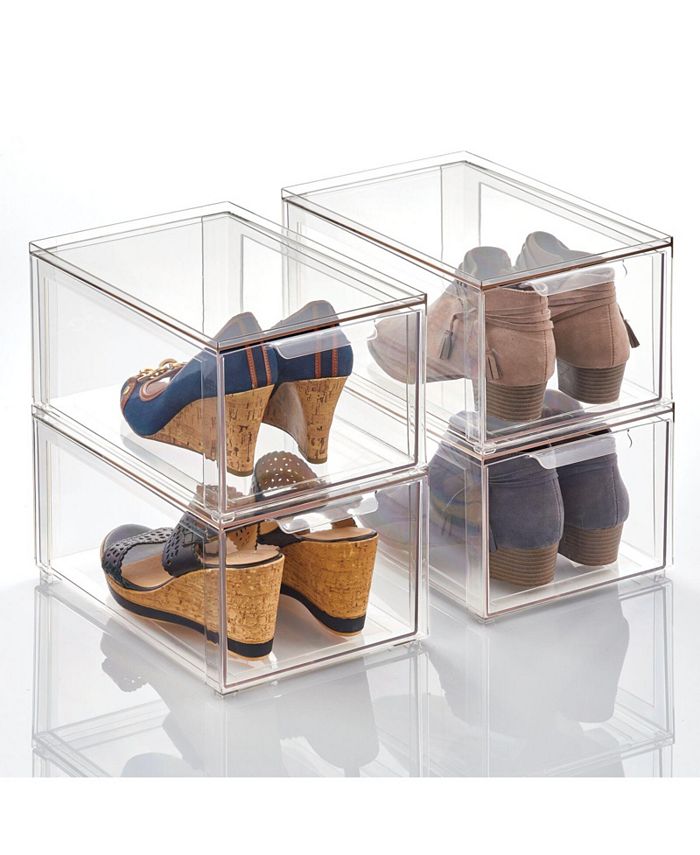 mDesign Stackable Closet Storage Bin Box with Pull-Out Drawer, Small ...