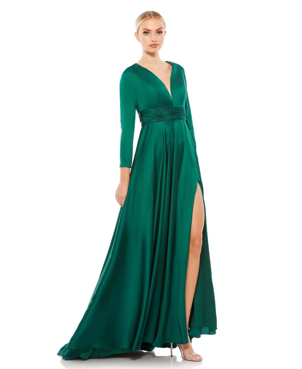 Click here for Mac Duggal Womens Ieena Long Sleeve Ruched Waist A... prices