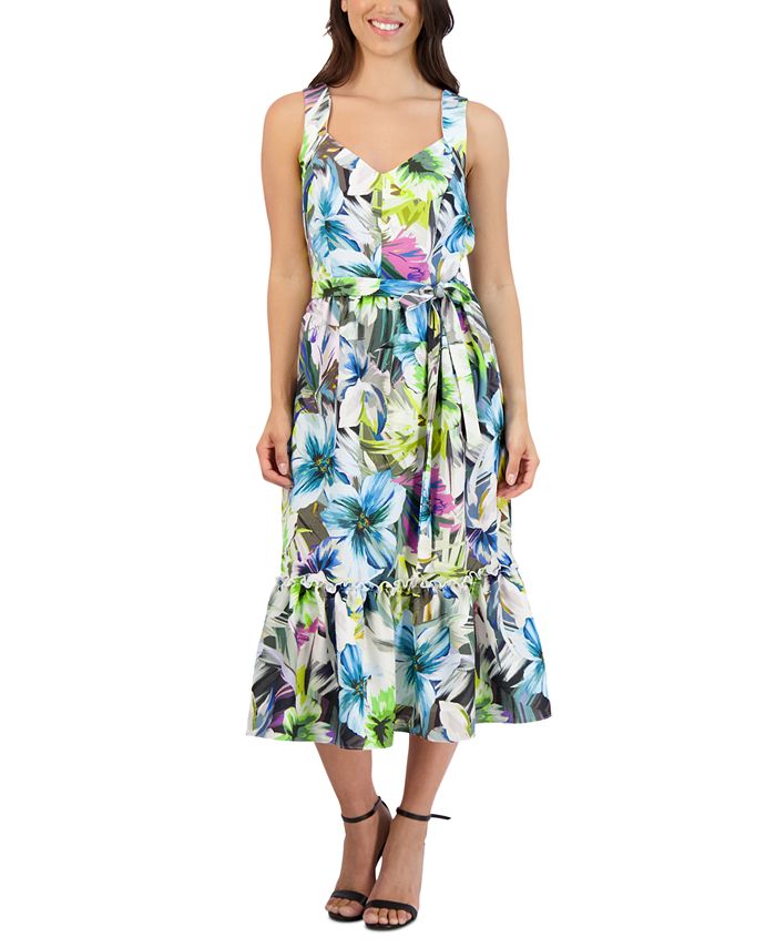 Donna Ricco Donna Rico Women's Sweetheart-Neck Belted Midi Dress - Macy's