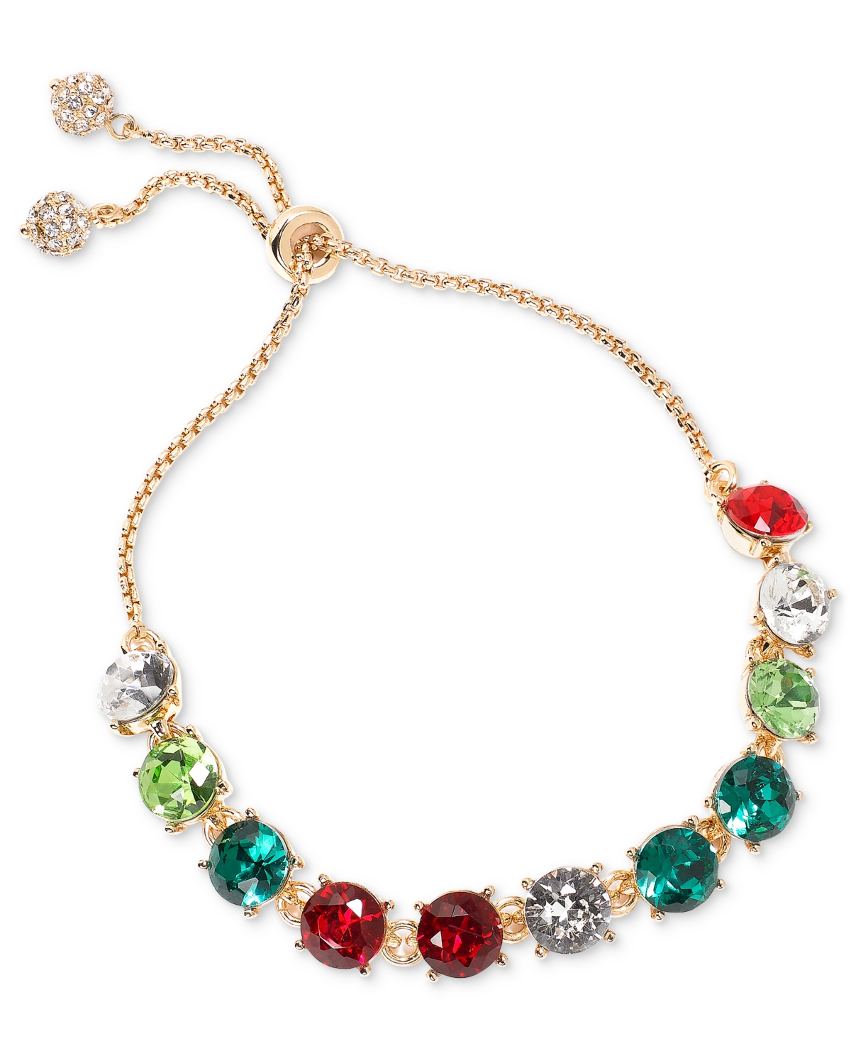 Click here for Holiday Lane Gold-Tone Multicolor Crystal Slider B... prices