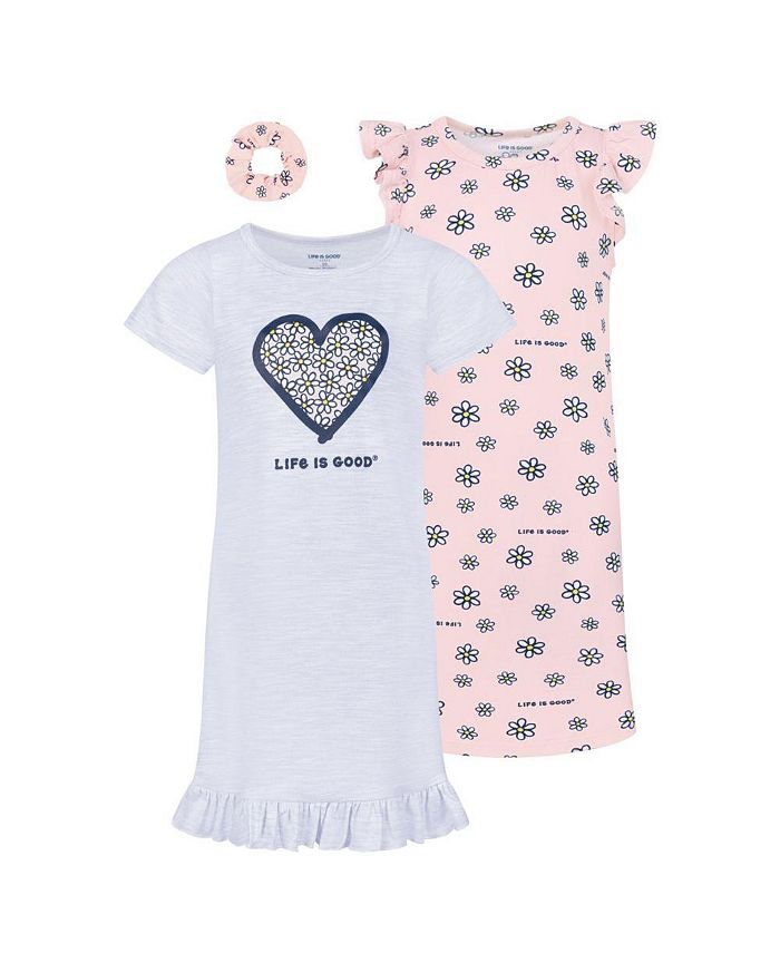 Life is Good Toddler/Child Girls Short Sleeve Nightshirts Pack of 2 ...