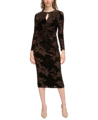 Calvin Klein Women's Velvet Keyhole Sheath Dress - Macy's