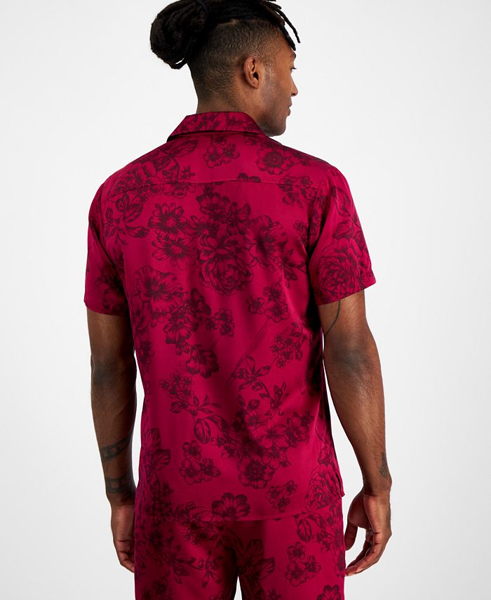 I N C International Concepts Mens Twilight Regular Fit Floral Button