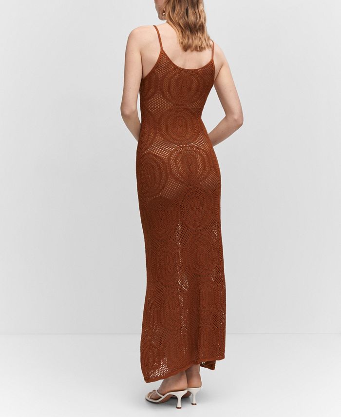 MANGO Women's Long Openwork Knit Dress - Macy's