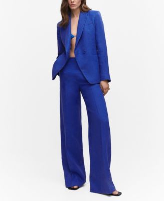 MANGO Women's Linen Wide Leg Pants - Macy's