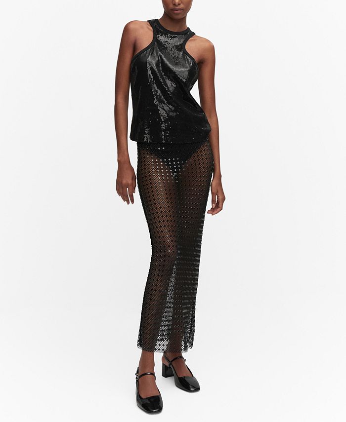 MANGO Women's Sequin Halter Top - Macy's