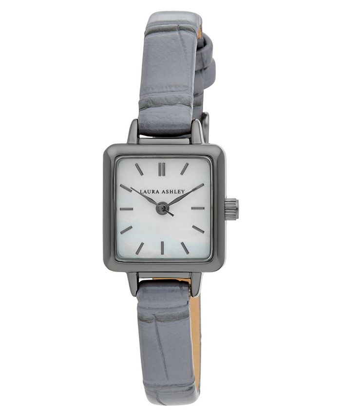 Laura Ashley Women's Quartz Gunmetal Faux Leather Watch 20mm - Macy's