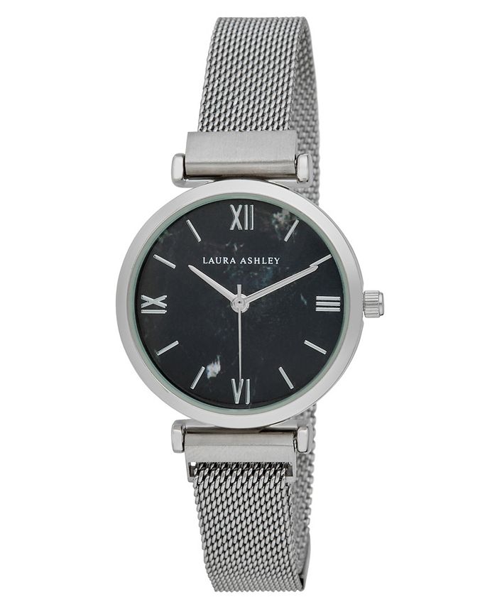 Laura Ashley Women's Quartz Silver-Tone Alloy Watch 30mm - Macy's