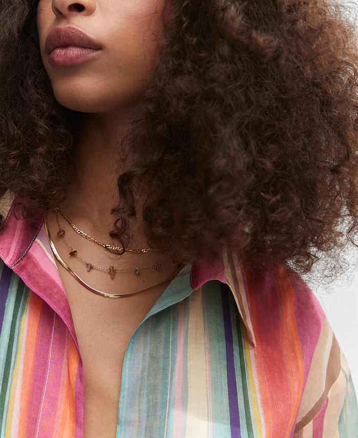 MANGO Women's Multi-Color Striped Shirt - Macy's