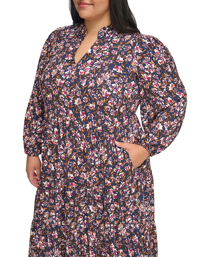 Jessica Howard Plus Size Floral Print Midi Dress Macys