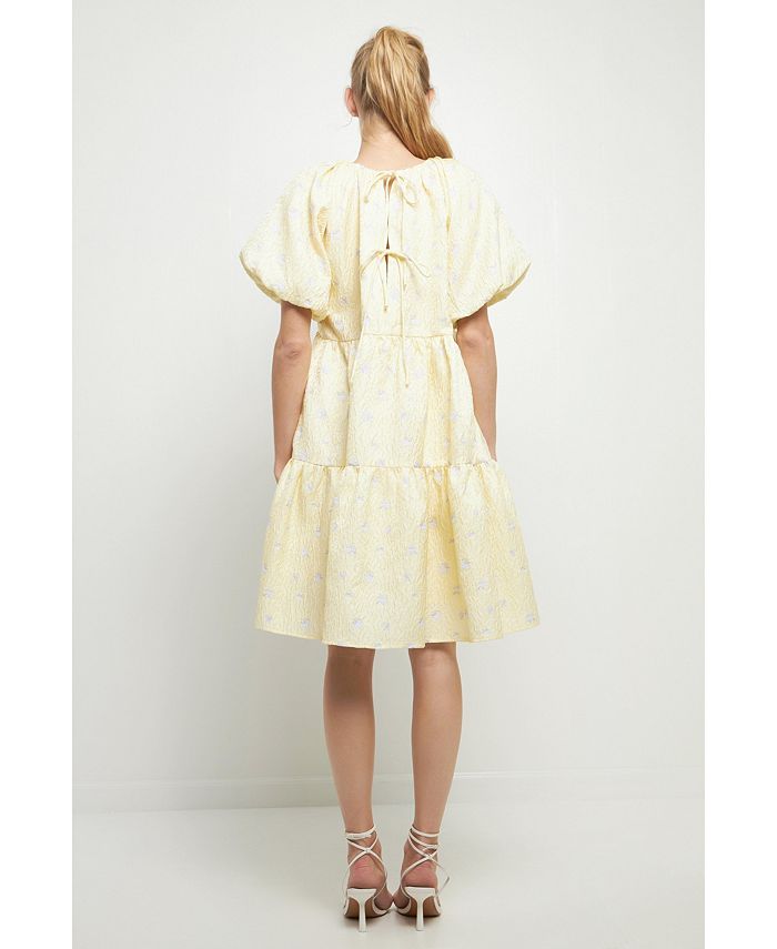 English Factory Women's Floral Jacquard Tiered Midi Dress - Macy's