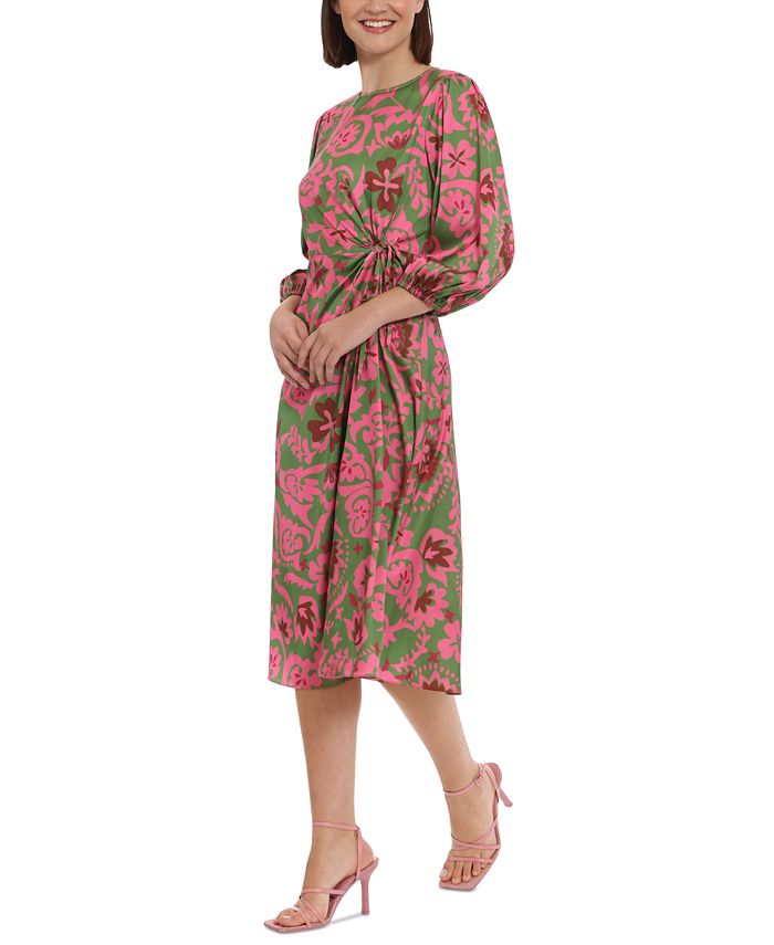 Donna Morgan Women's Printed 3/4-Sleeve Midi Dress - Macy's