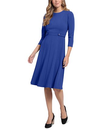 London Times Petite Side-Tab Fit & Flare Dress - Macy's