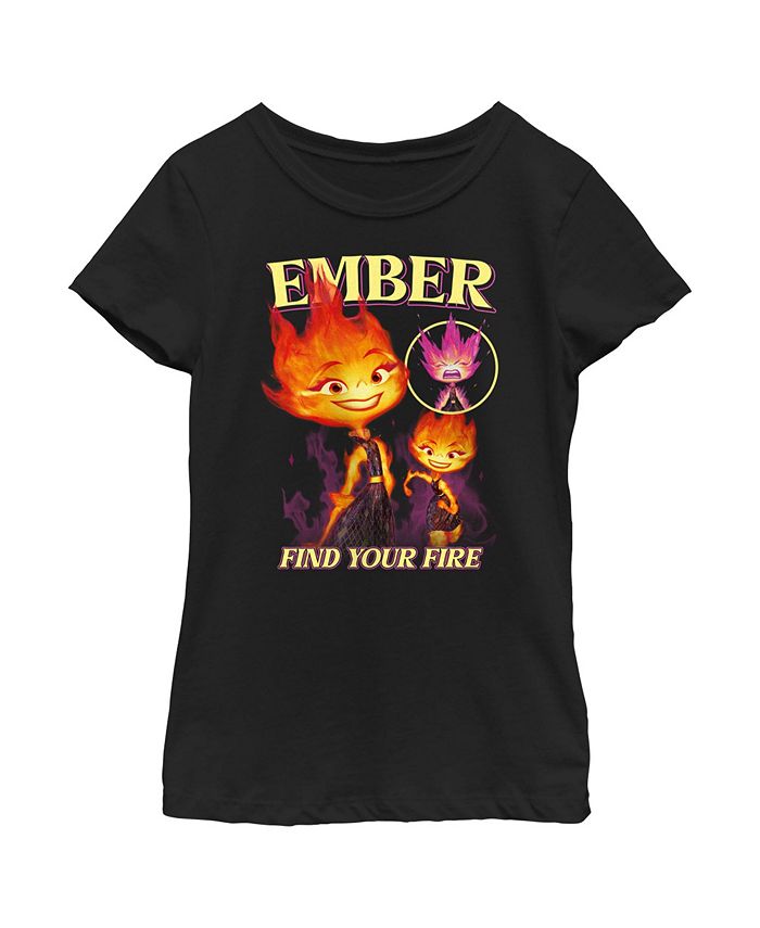 Disney Pixar Girl's Elemental Ember Find Your Fire Poster Child T-Shirt ...
