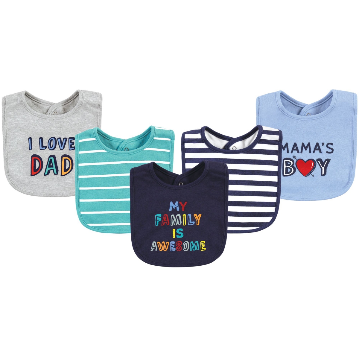 Click here for Hudson Baby Boys 5Pk Interlock Bibs - Boy bold fam... prices