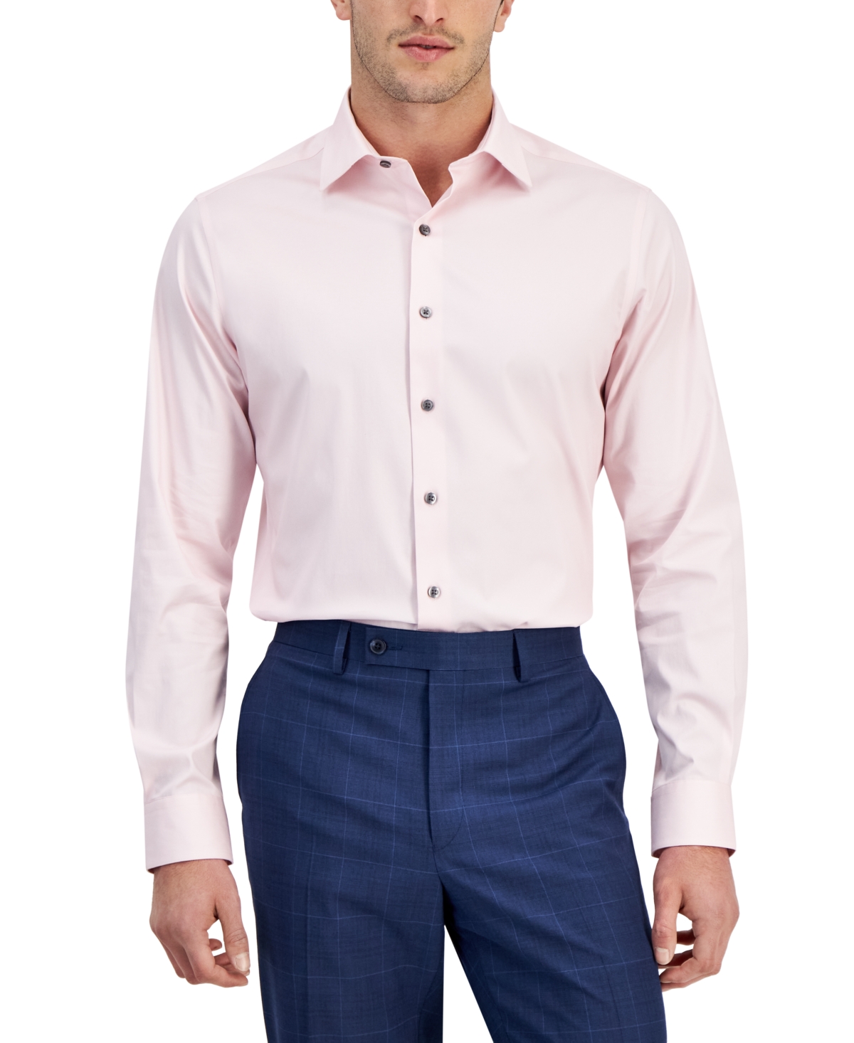Alfani Mens Regular-Fit Temperature Regulating Solid Dress Shirt  Created for Macys - Ballet Slipper