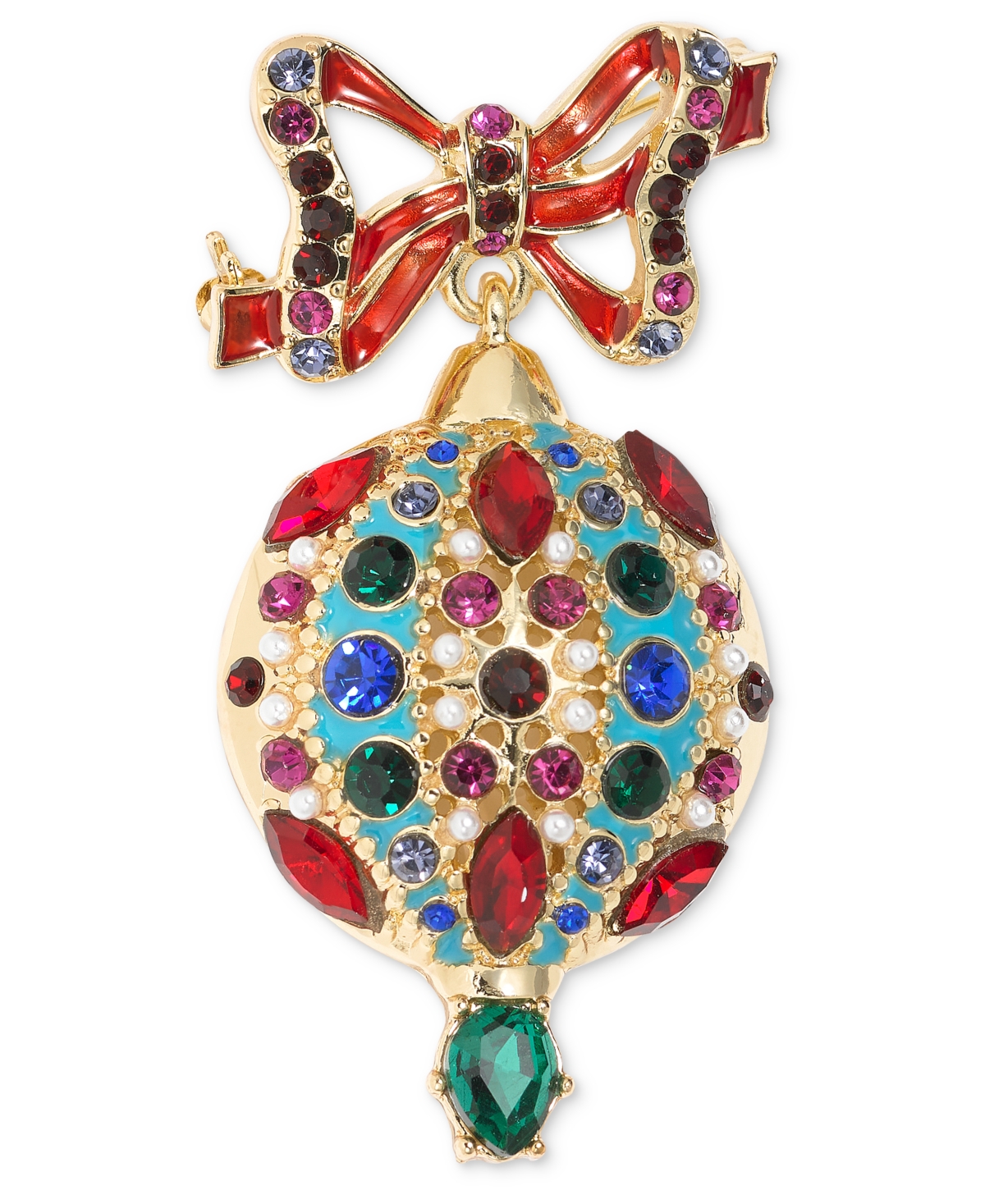 Click here for Holiday Lane Gold-Tone Multicolor Crystal & Imitat... prices