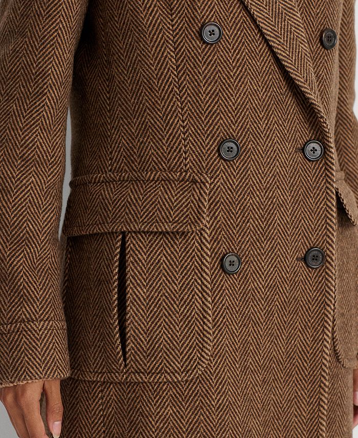 Lauren Ralph Lauren Women's Double-Breasted Herringbone Coat - Macy's